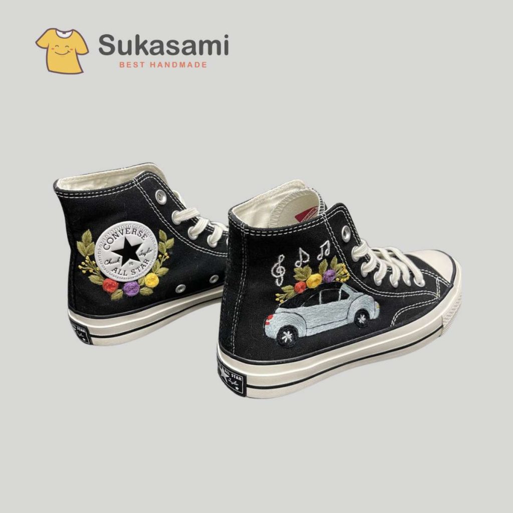 Custom Embroidered Converse High Tops Chuck Taylor 1970s/ Volkswagen ...